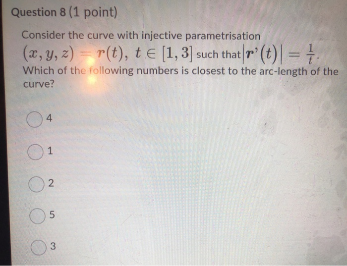 Solved Question 8 (1 point) Consider the curve with | Chegg.com