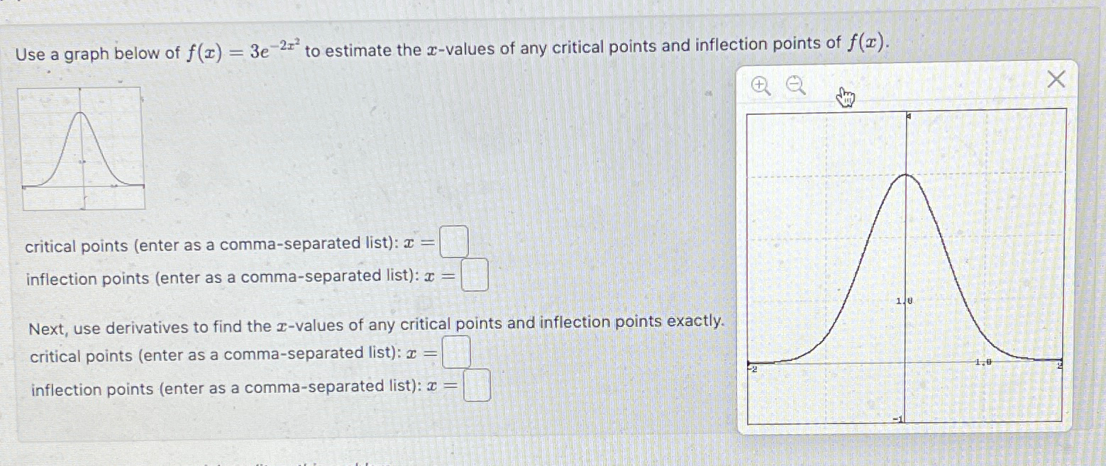 Solved Use a graph below of f(x)=3e-2x2 ﻿to estimate the | Chegg.com