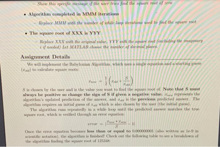 Solved HW4 COP2271 MATLAB Square Root Algorithm Key | Chegg.com