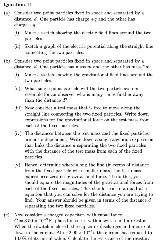 Solved Question 11(a) ﻿Consider two point particles fixed in | Chegg.com