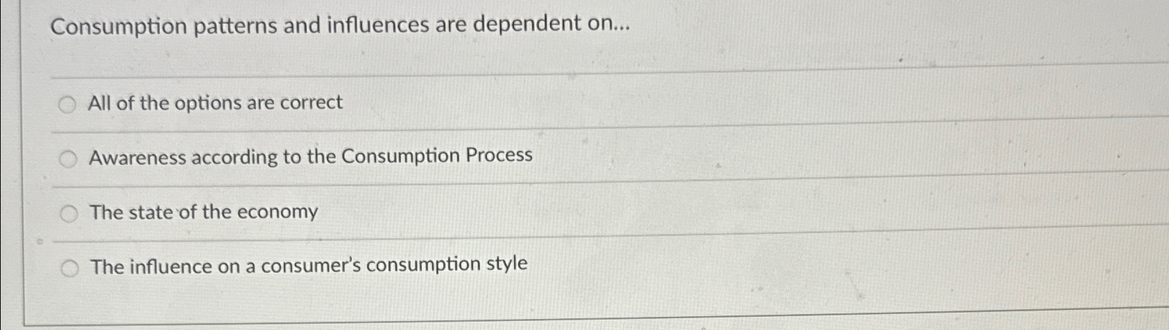Solved Consumption patterns and influences are dependent | Chegg.com