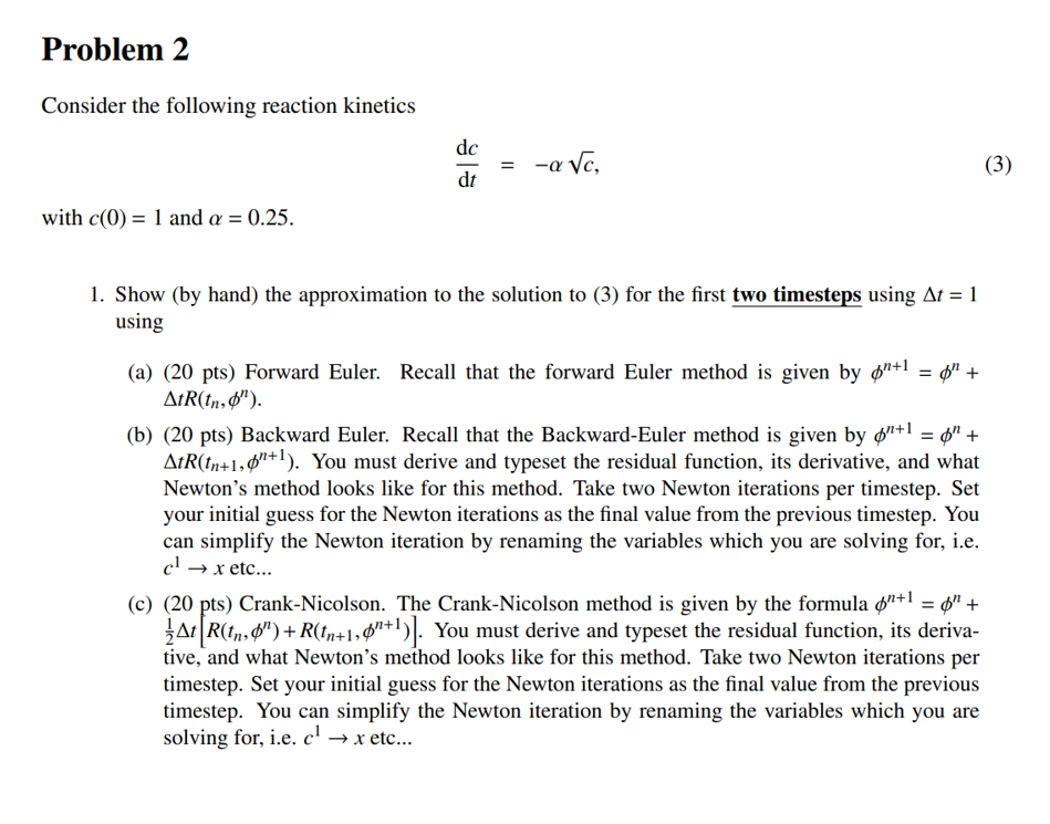 Solved Problem 2Consider the following reaction | Chegg.com