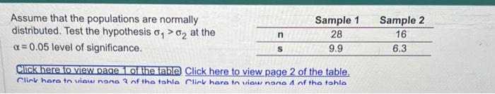 Solved Assume that the populations are normally distributed. | Chegg.com
