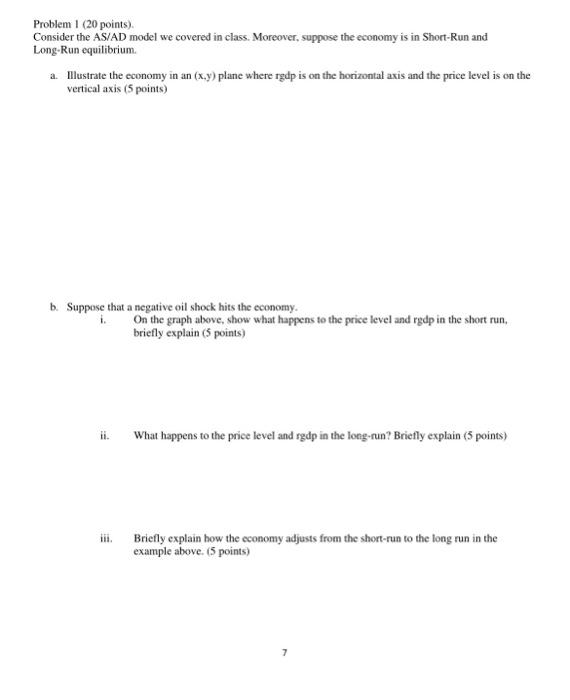Solved Problem 1 20 Points Consider The Asad Model We 2920