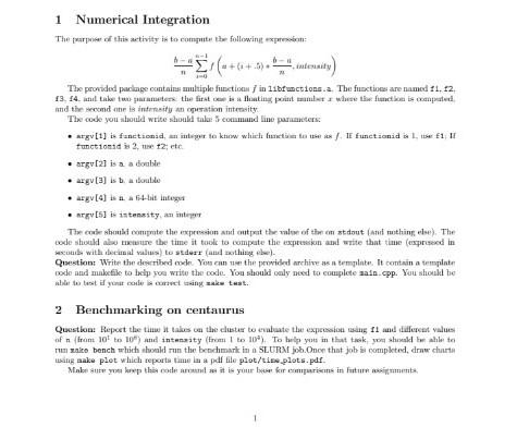 Solved 1 Numerical Integration The [xarpose ril this | Chegg.com