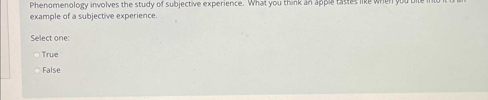 Solved example of a subjective experience.Select | Chegg.com