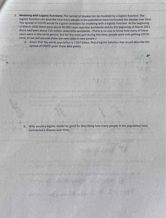 Solved 3. Modeling with Logistic Functions: The spread of | Chegg.com