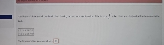 Solved The answer above is Nur correct.Use Simpson's Rule | Chegg.com