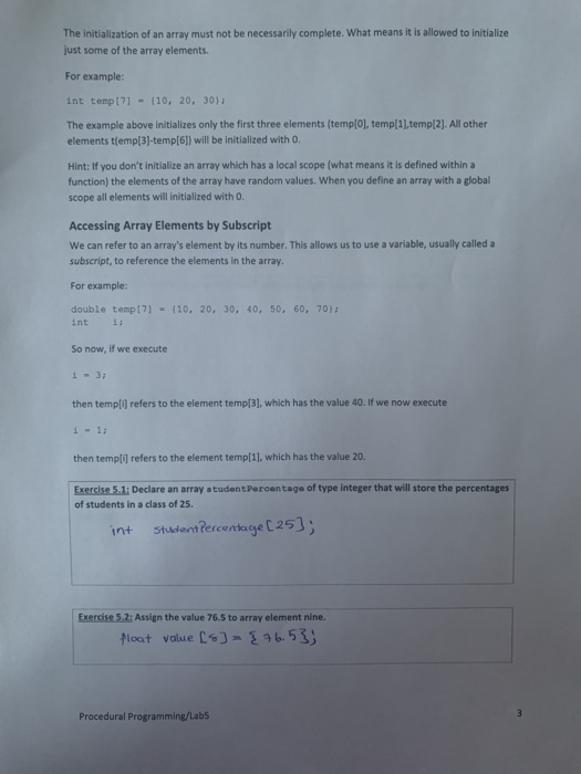 Solved Exercise 5.3: Name the fourth element of the array. | Chegg.com