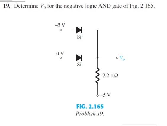 Solved 19. Determine V. for the negative logic AND gate of | Chegg.com