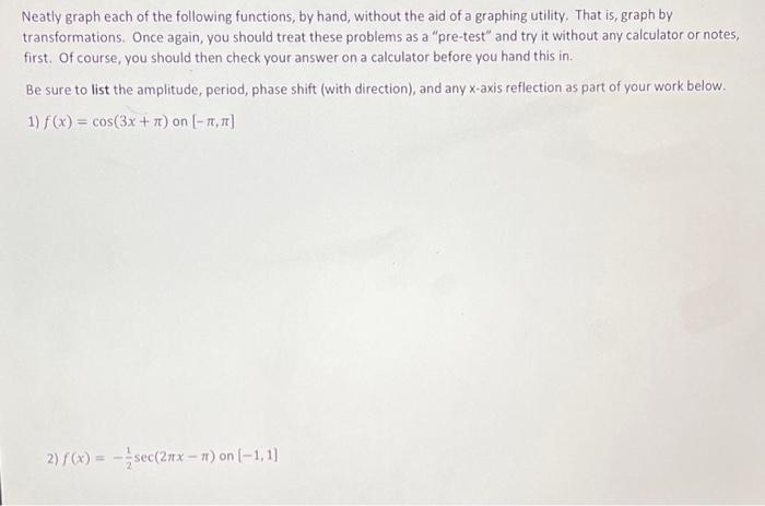 Solved Neatly graph each of the following functions, by | Chegg.com
