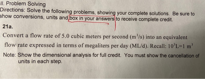 Solved II. Problem Solving Directions: Solve the following | Chegg.com