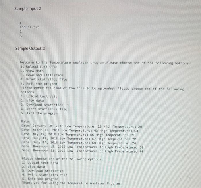 Solved Welcome to the Temperature Analyzer program.Please | Chegg.com