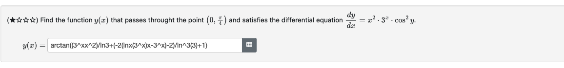 Solved y(x)=arctan(3???×????2ln3+-2(lnx(3???x)x-3???x)-2ln?? | Chegg.com