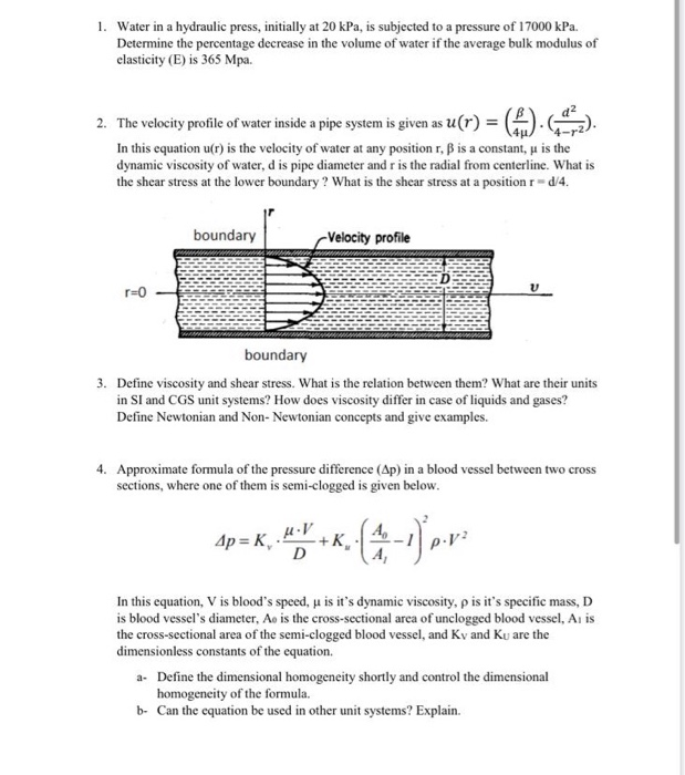 Solved FLUID MECHANICS HOMEWORK 1 7. Calculate the | Chegg.com