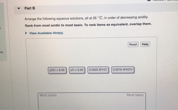 Solved Part B Arrange the following aqueous solutions, all | Chegg.com