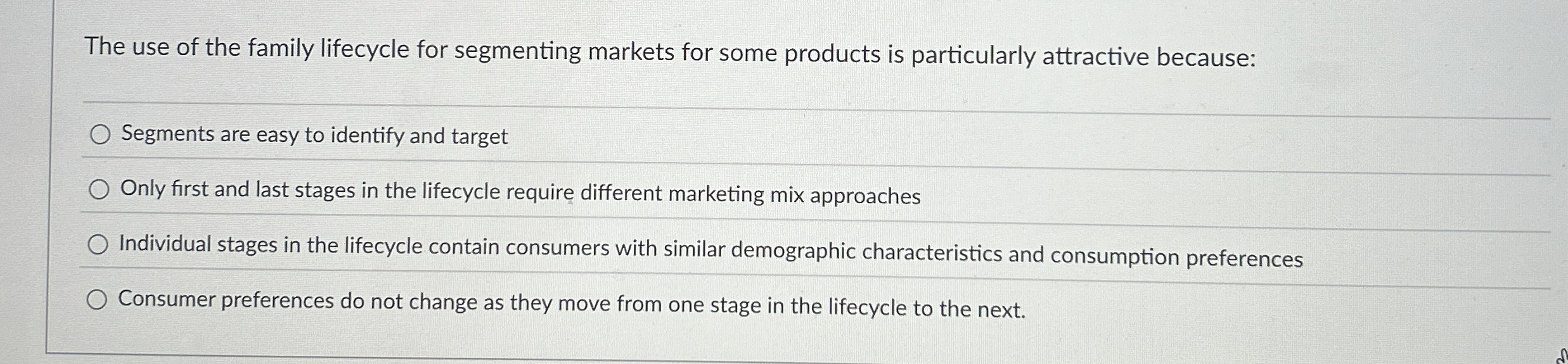 Solved The use of the family lifecycle for segmenting | Chegg.com