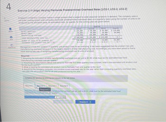 Solved Exercise 2-1 (Algo) Compute o Predetermined Overhead | Chegg.com