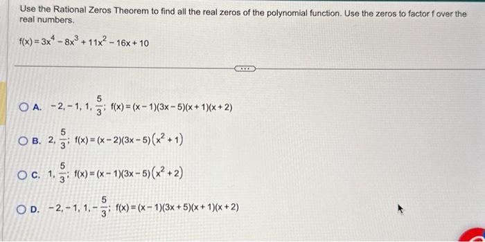 Solved Find all zeros of the function and write the | Chegg.com