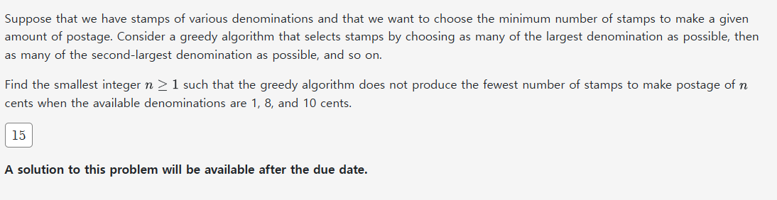 Solved Suppose that we have stamps of various denominations | Chegg.com