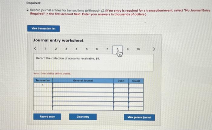 Solved 2. Record joumal entries for transactions (a) through | Chegg.com