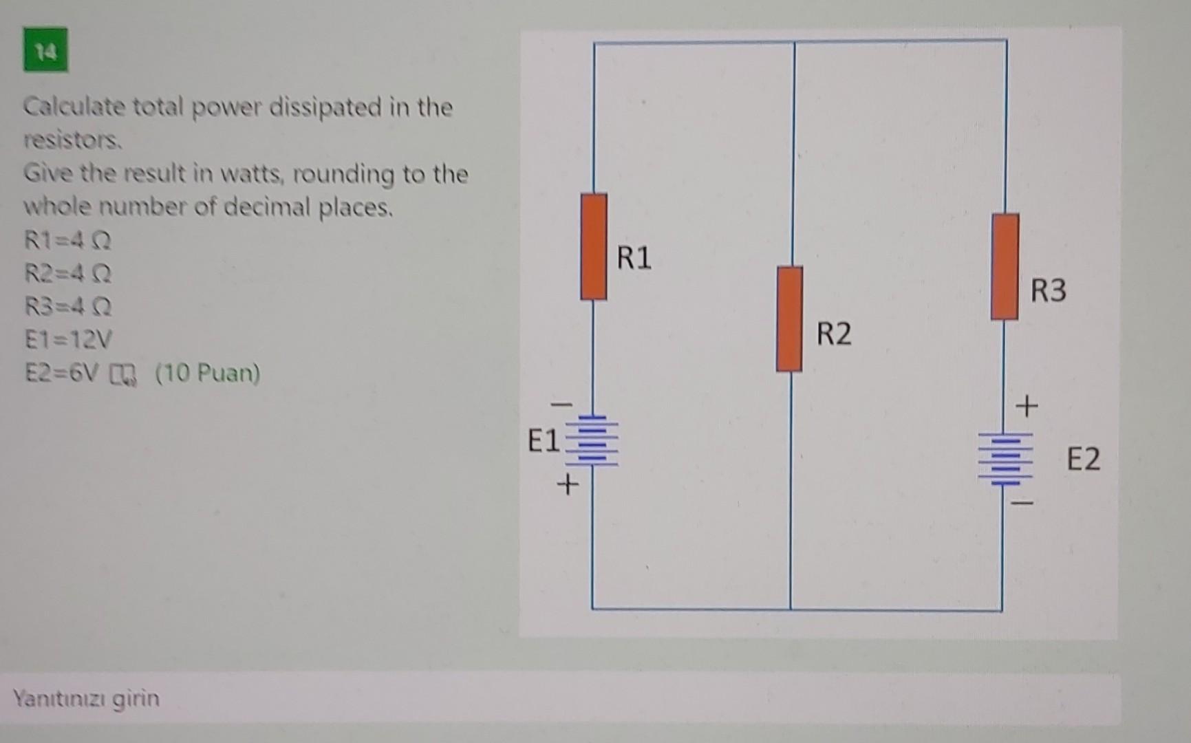 Solved Calculate total power dissipated in the resistors. | Chegg.com