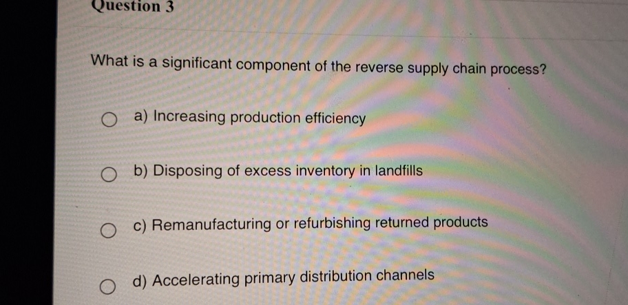 Solved What is a significant component of the reverse supply | Chegg.com