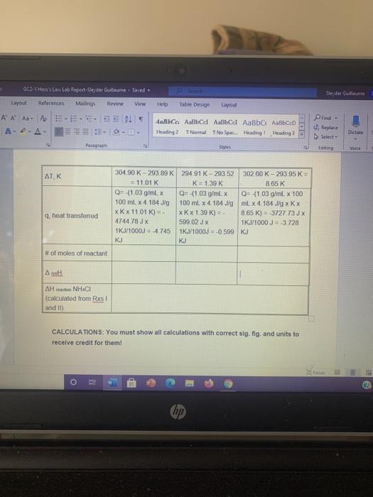 Solved How to i calculate delta h rxn for the 3 reactions | Chegg.com