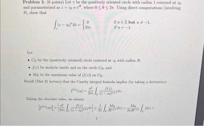 Solved Problem 2. ( 6 points) Let γ be the positively | Chegg.com Solved Problem 2. ( 6 points) Let γ be the positively | Chegg.com