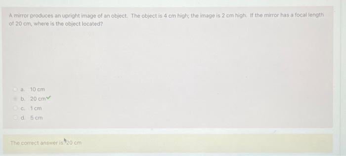 Solved A mirror produces an upright image of an object. The | Chegg.com