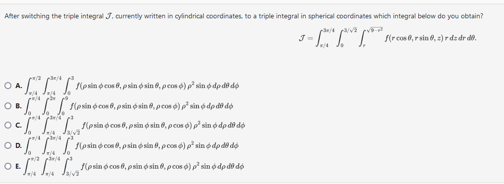 Solved After switching the triple integral J, ﻿currently | Chegg.com
