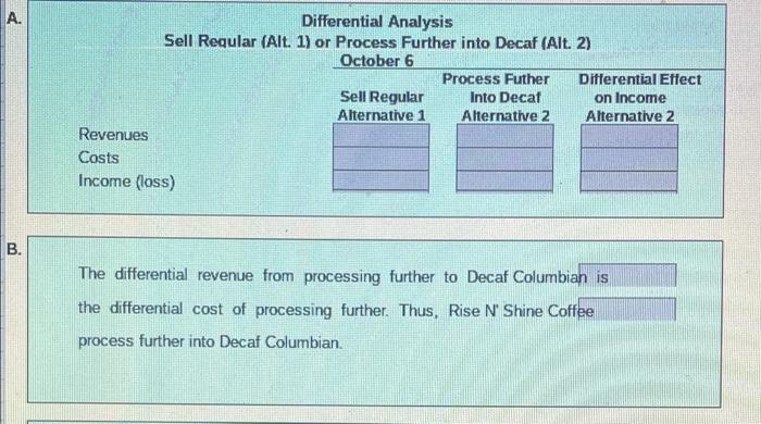 Solved A. Differential Analysis Sell Regular (Alt. 1) or | Chegg.com