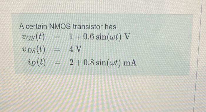 Solved A certain NMOS transistor has | Chegg.com