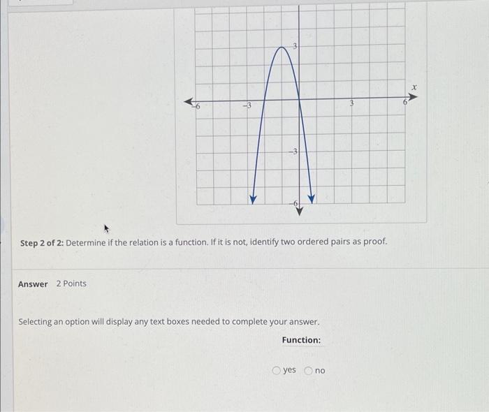Solved Step 2 of 2: Determine if the relation is a function. | Chegg.com