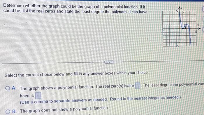 Solved Determine whether the graph could be the graph of a | Chegg.com