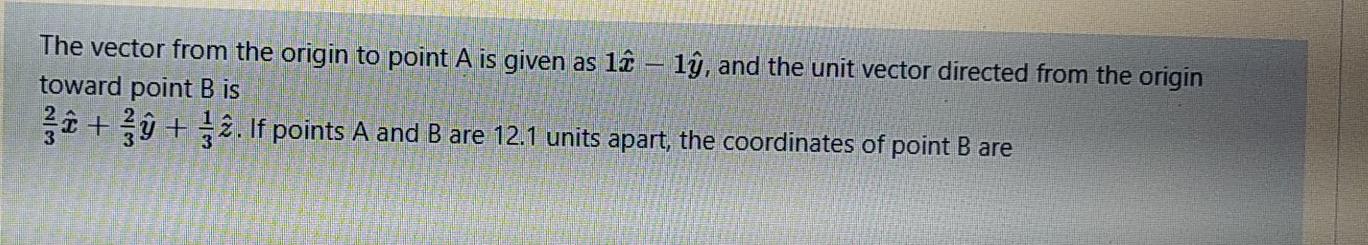 Solved The vector from the origin to point A is given as 1î | Chegg.com
