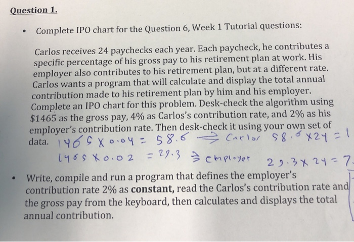 Solved Question 1. • Complete IPO chart for the Question 6, | Chegg.com