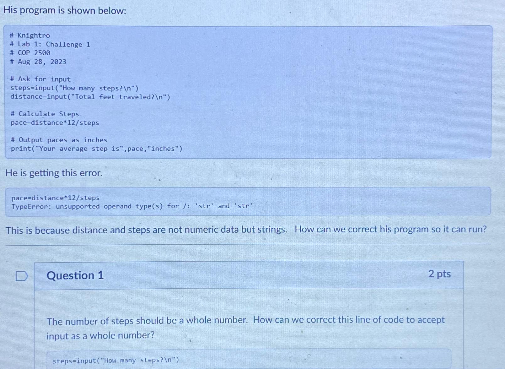 Solved His program is shown below:# Knightro# Lab 1: | Chegg.com