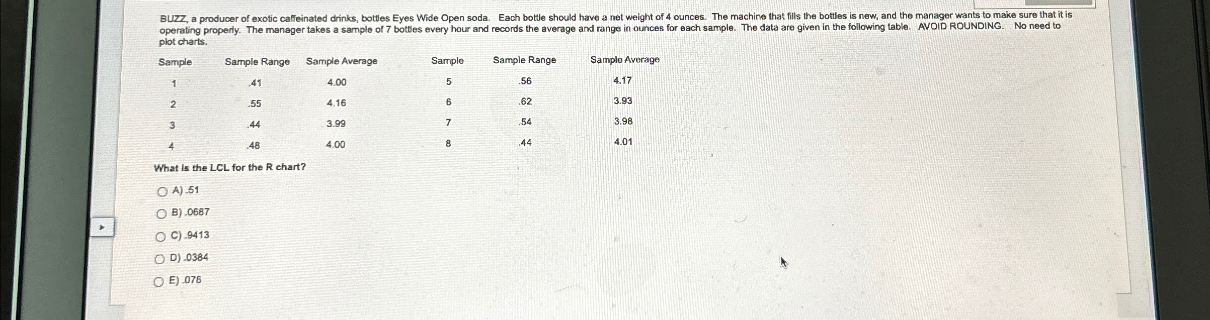 Solved plot charts.\table[[Sample,Sample Range,Sample | Chegg.com