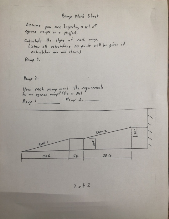Assume you are egress ramps on a Ramp Work Sheet | Chegg.com