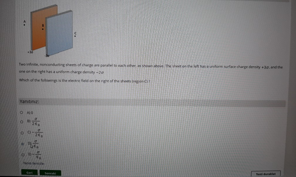 Solved s +30 Two infinite, nonconducting sheets of charge | Chegg.com