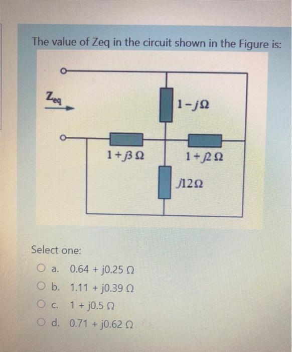 Solved The value of Zeq in the circuit shown in the Figure | Chegg.com