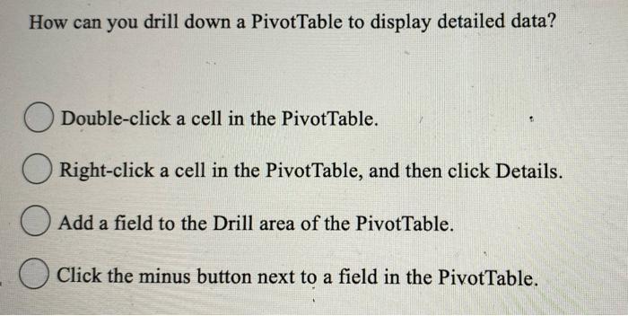 Solved To create a timeline slicer for a PivotTable, at | Chegg.com