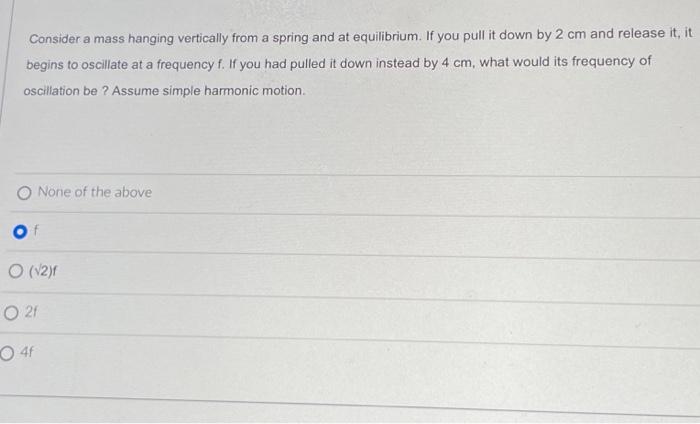 Solved Consider a mass hanging vertically from a spring and | Chegg.com