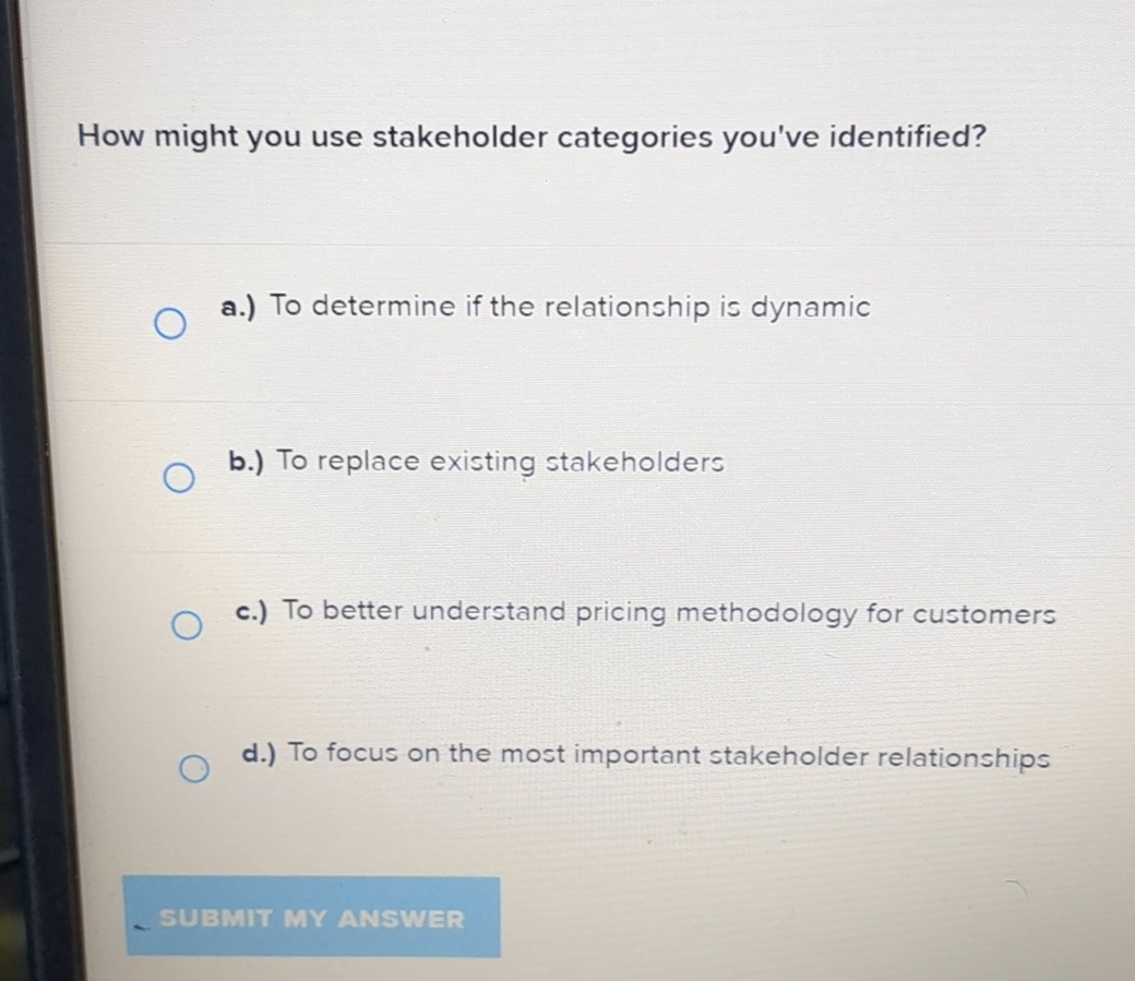 Solved How might you use stakeholder categories you've | Chegg.com