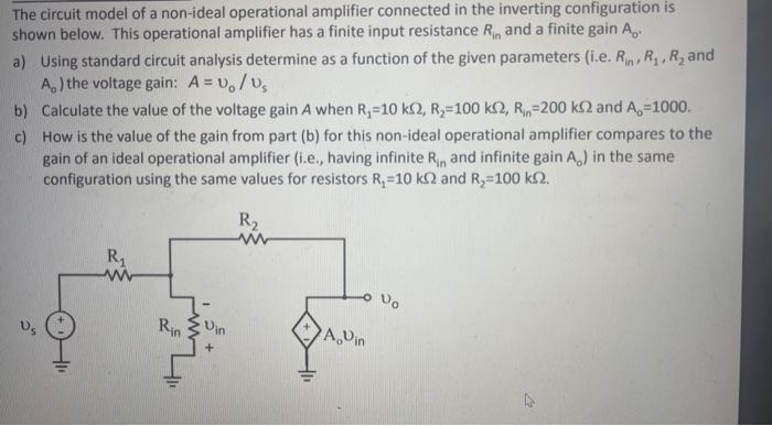 Solved The circuit model of a non-ideal operational | Chegg.com