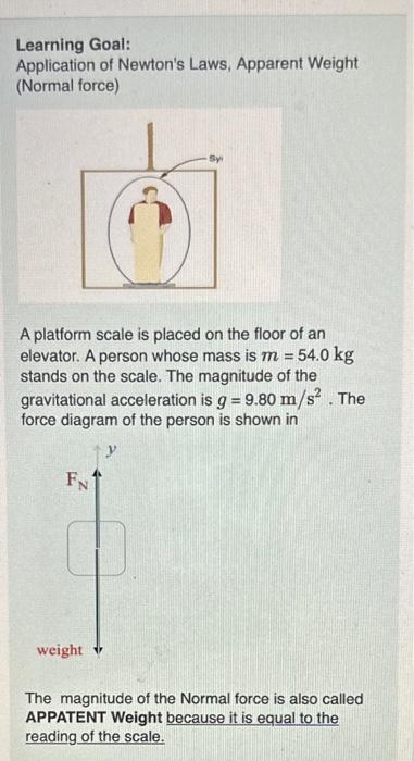 Solved Learning Goal: Application of Newton's Laws, Apparent | Chegg.com
