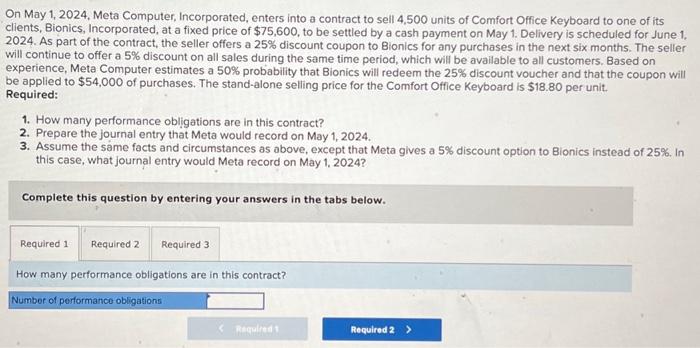 Solved On May 1, 2024, Meta Computer, Incorporated, enters | Chegg.com