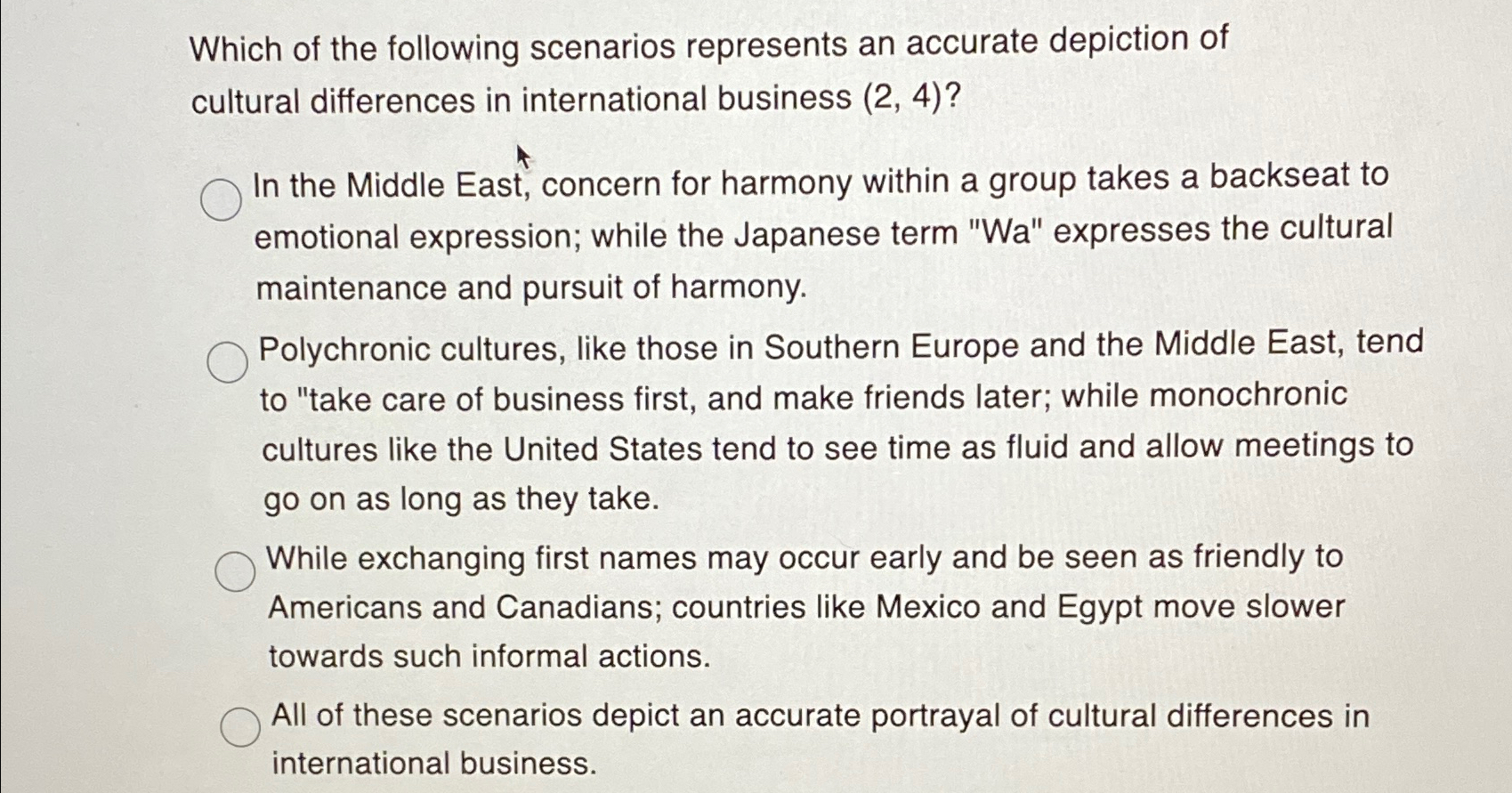 Solved Which of the following scenarios represents an | Chegg.com