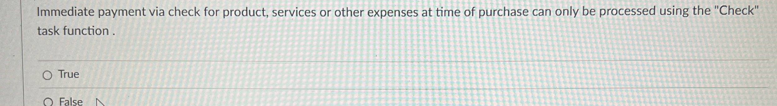 Solved Immediate payment via check for product, services or | Chegg.com